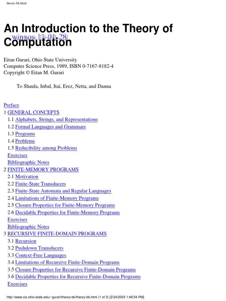 An Introduction To The Theory of Computation - Eitan Gurari | PDF | String (Computer Science ...