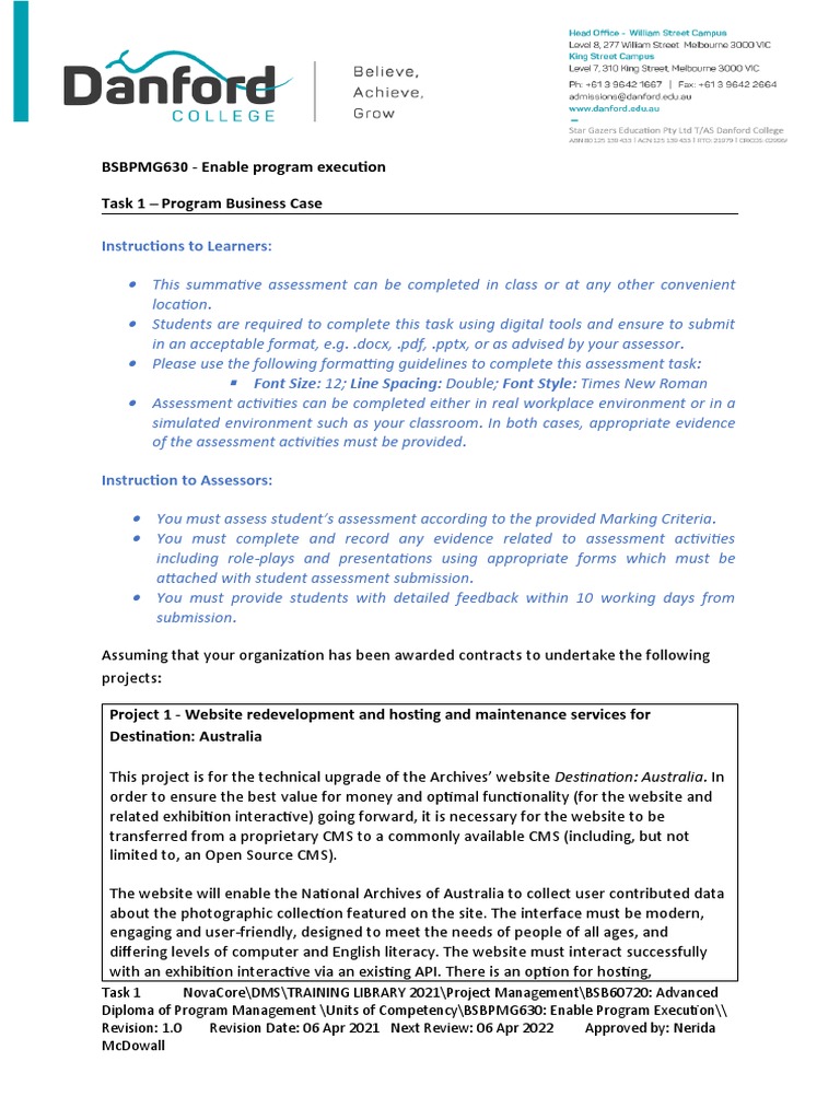 Task 1 | PDF | Project Management | Software As A Service