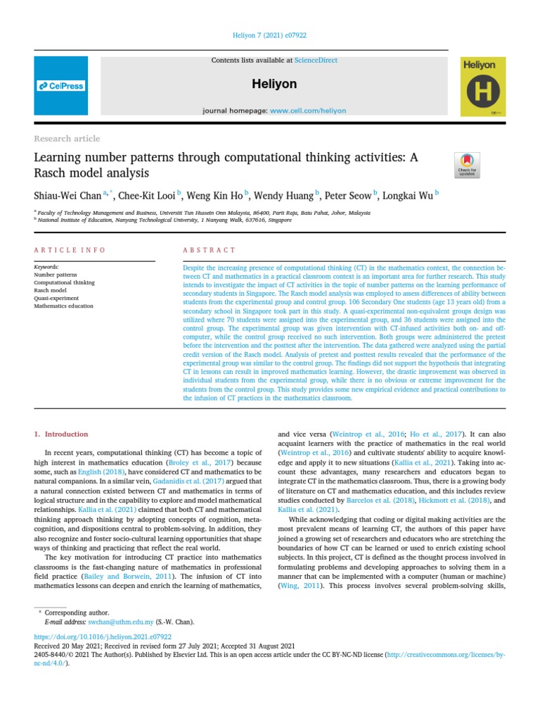 1 s2.0 S2405844021020259 Main | PDF | Mathematics | Worksheet