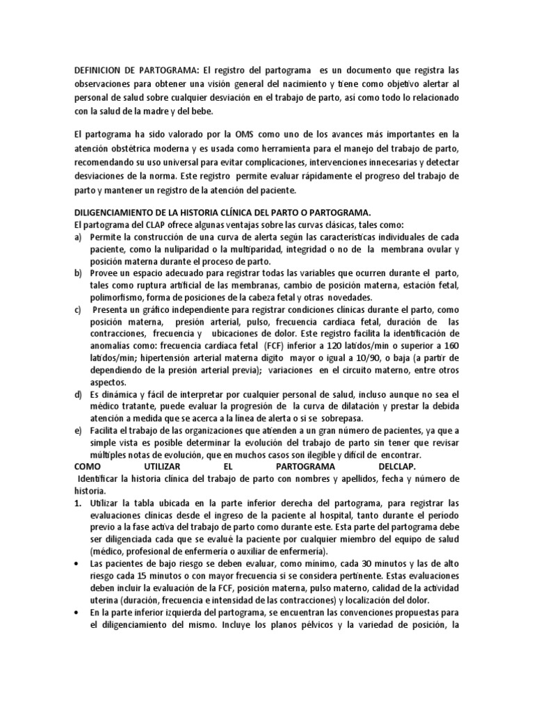 Uso y Ventajas del Partograma CLAP | PDF | Parto | El embarazo