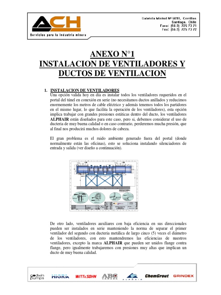 Anexo N°1 - Instalacion de Ventiladores-Ductos y Aforos | PDF | Tubería (transporte de fluidos ...