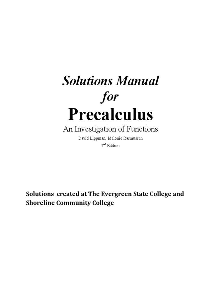 Precalculus Solutions Manual Functions | PDF | Function (Mathematics) | Equations
