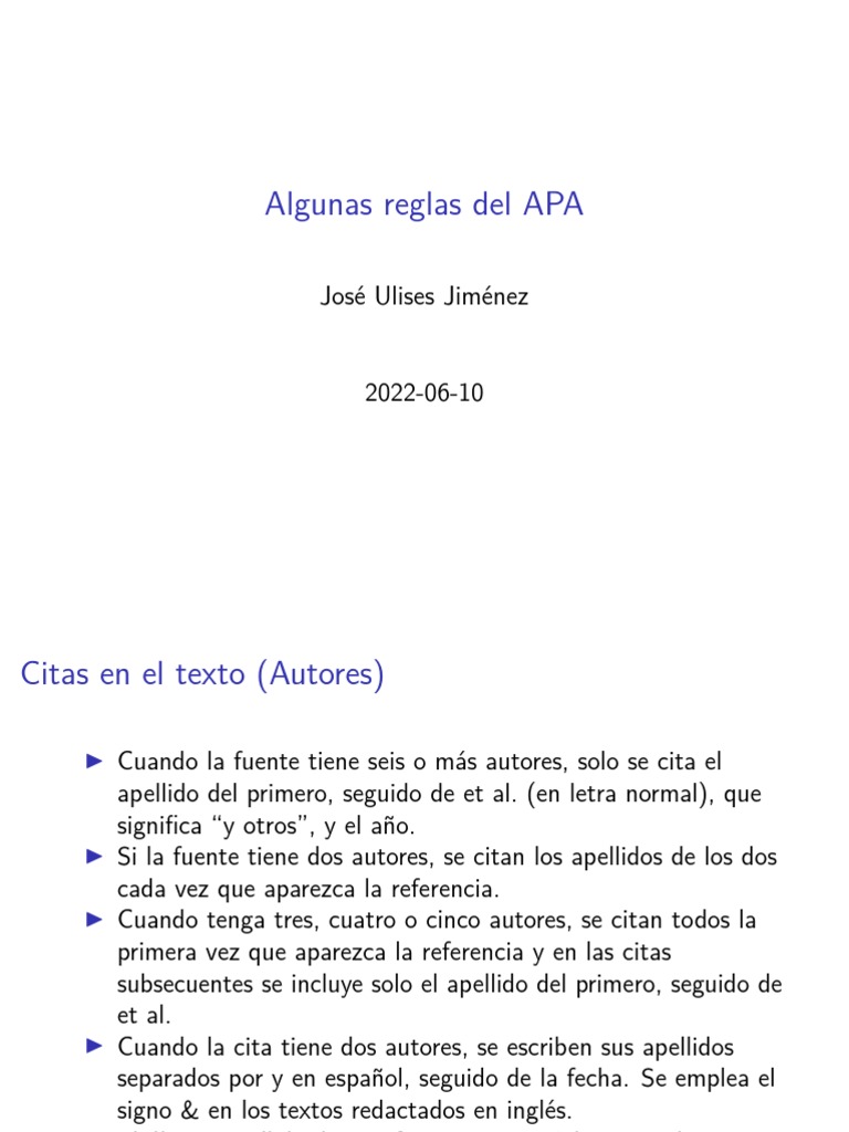 Reglas APA para Citas y Referencias | PDF | Comunicación humana ...