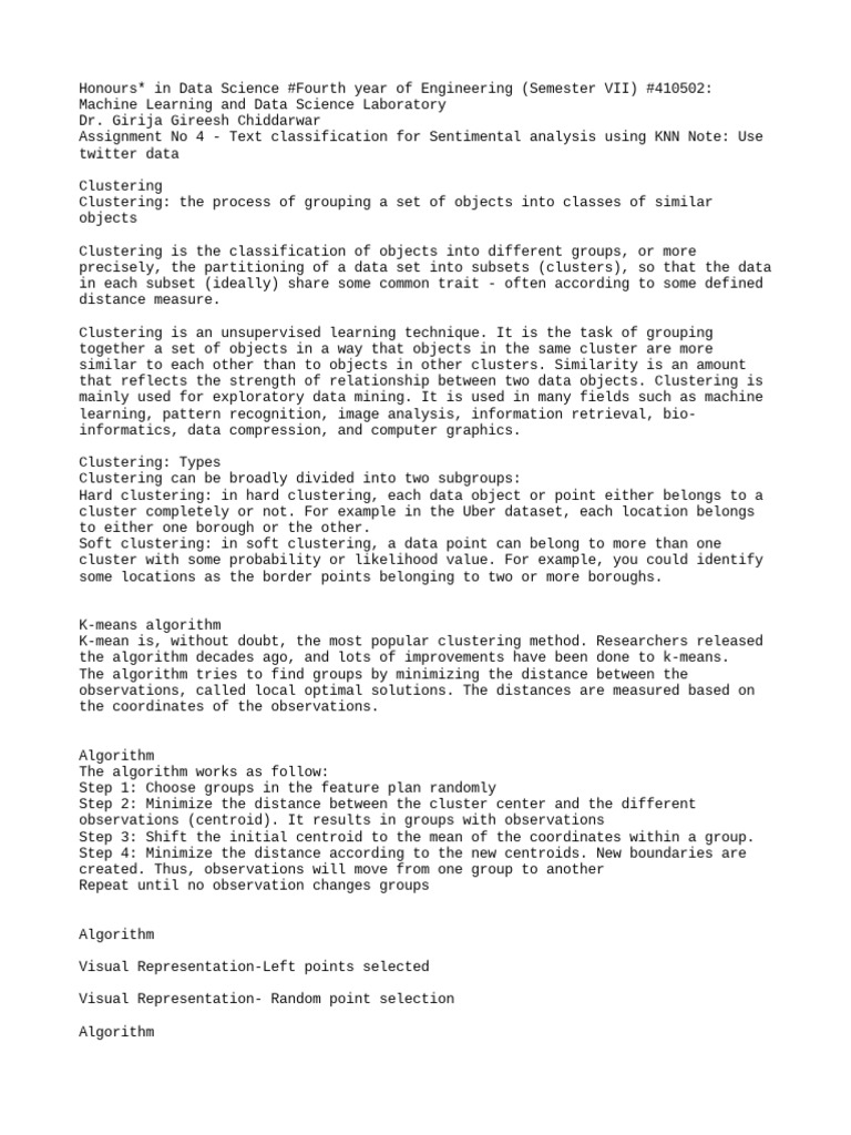 Analysis Of Text Classification For Sentiment Analysis Using K Nearest Neighbors Clustering And