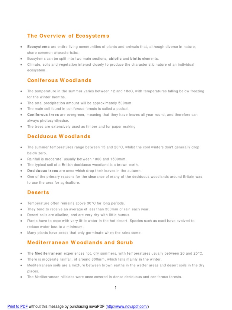 Geography Notes - Ecosystems | PDF | Rainforest | Forests