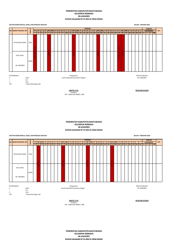 Lapor Bulan Dan Absen 2022 | PDF