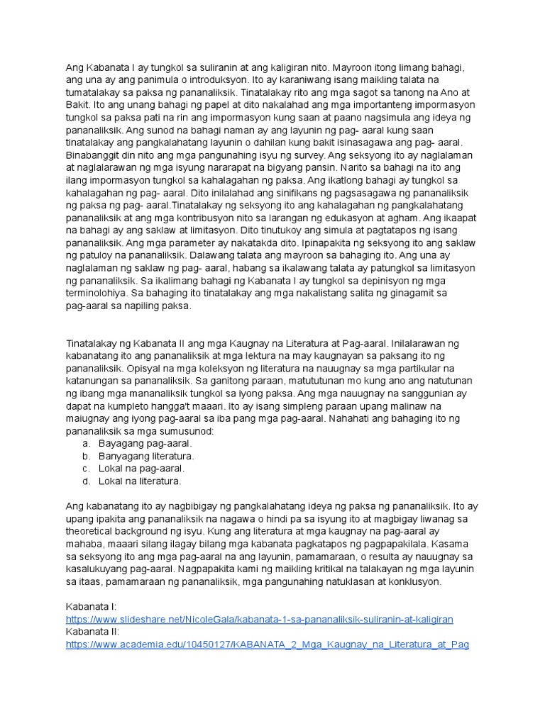 Kabanata 1 at Kabanata 2 Sa Pananaliksik | PDF