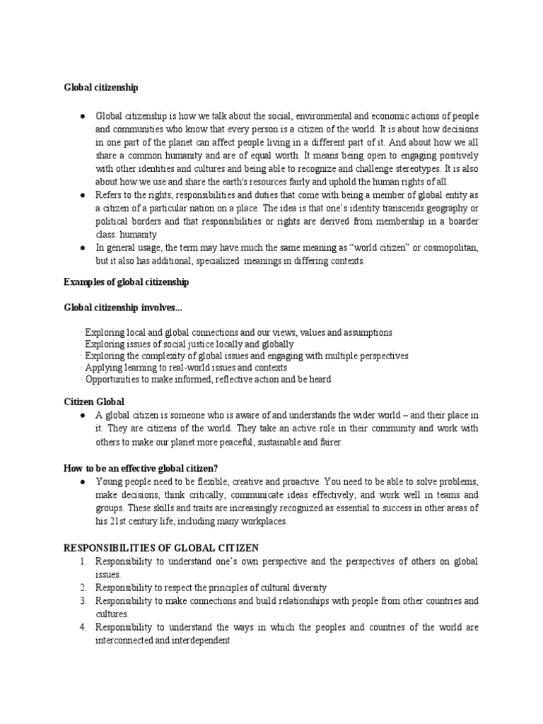 GE8 G10 - Global Citizenship | PDF | Citizenship