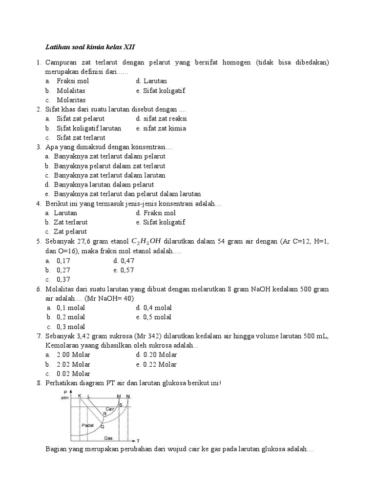 Latihan Soal Kelas XII-1 | PDF