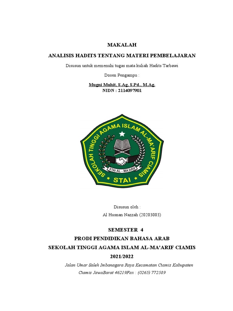 MAKALAH Hadits Tarbawi | PDF