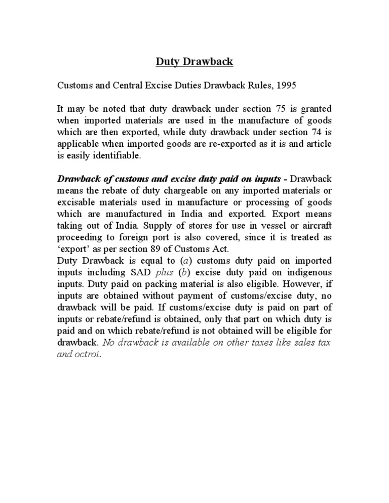 Duty Drawback | PDF | Finance & Money Management