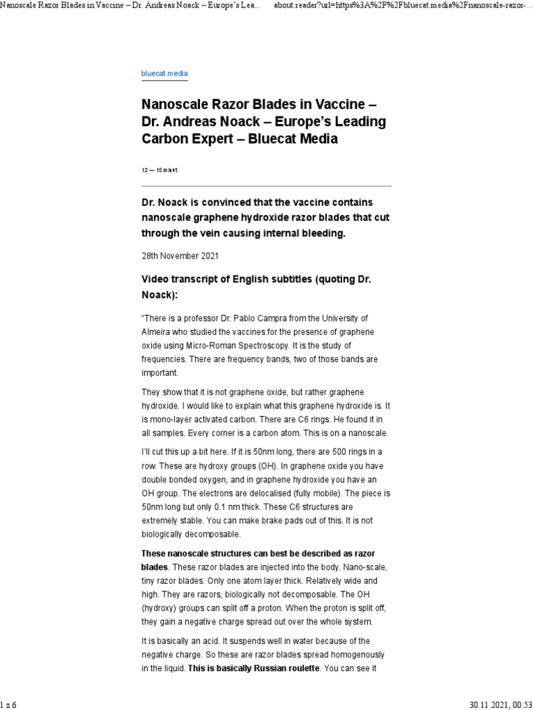 Nanoscale Razor Blades in Vaccines | PDF | Karl Popper | Graphene