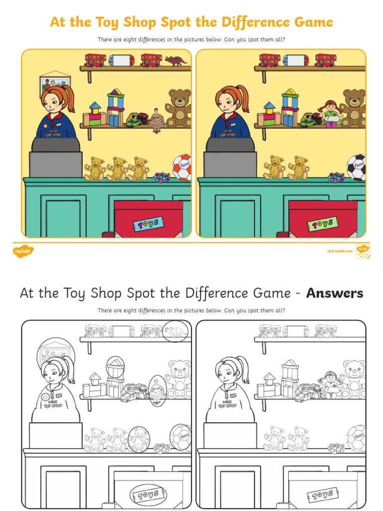 Toy Shop Spot the Difference Game | PDF | Sports & Recreation