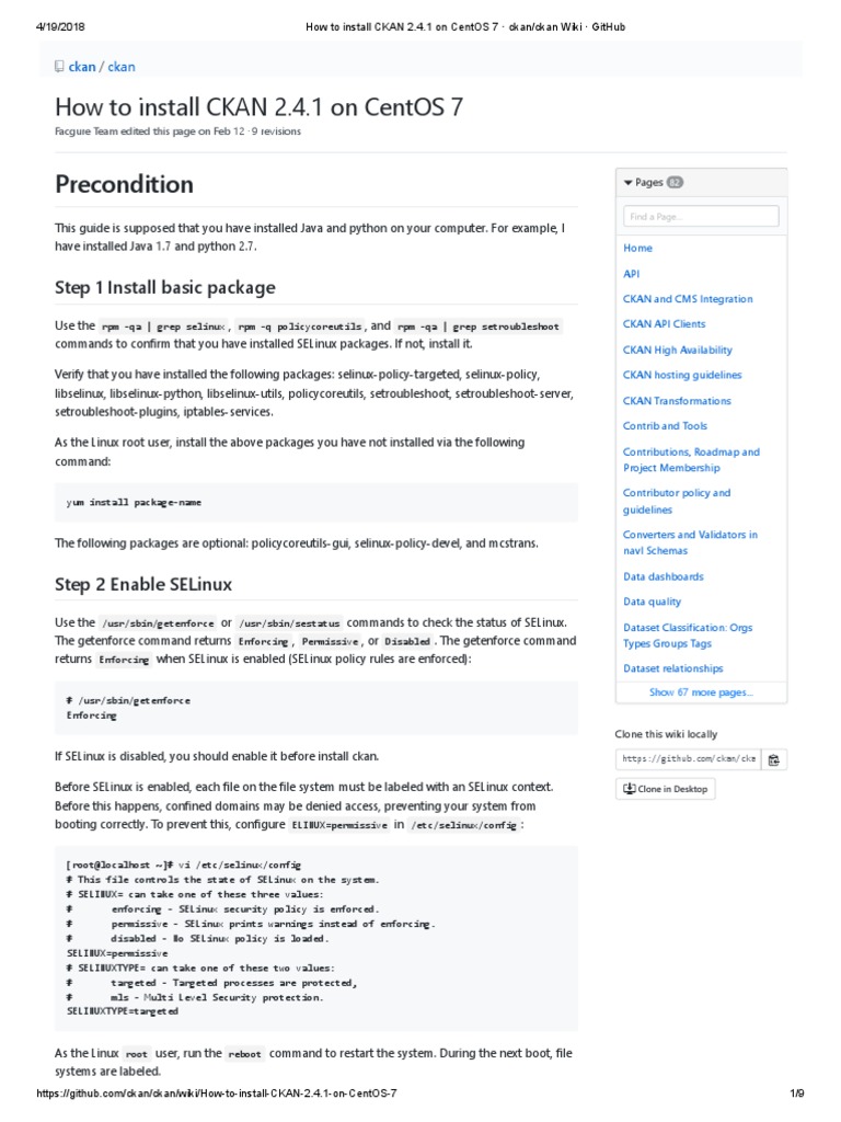 How To Install CKAN 2.4.1 On CentOS 7 Ckan - Ckan Wiki GitHub | PDF | Postgre Sql | Networking