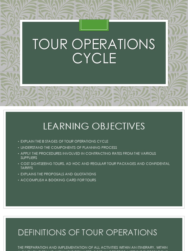 Tour Operations Cycle | PDF | Customer | Travel Agency
