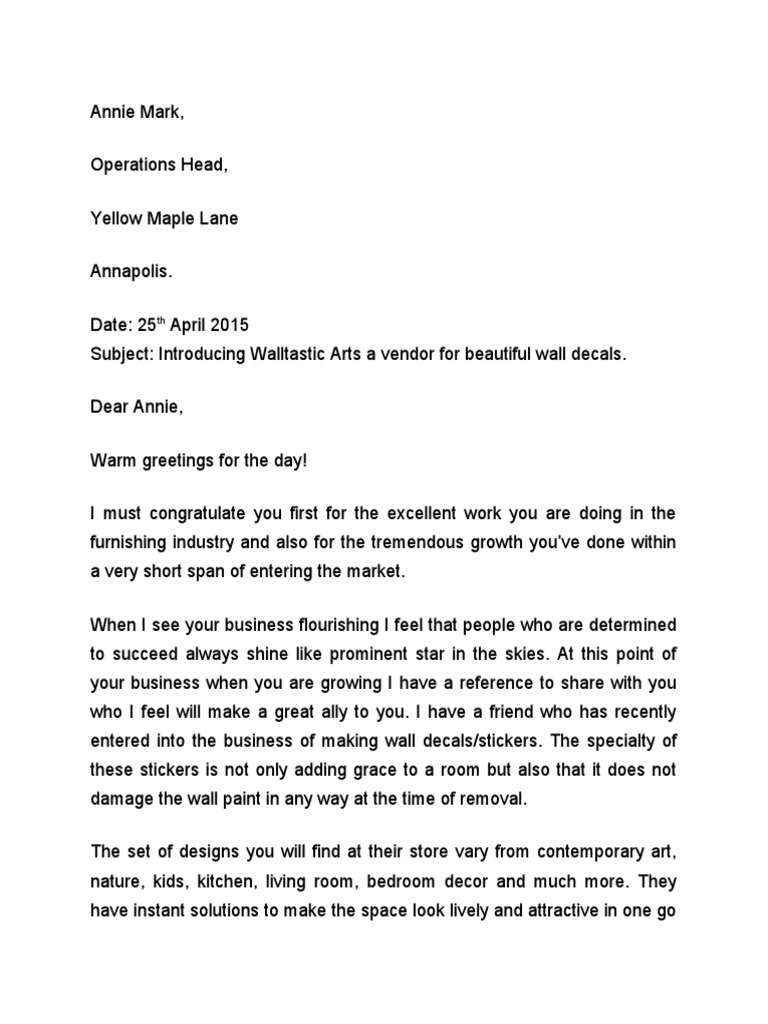 Company Introduction Letter | PDF