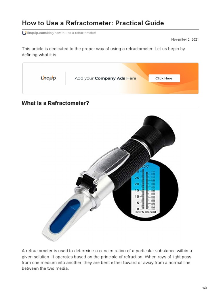 Using a Refractometer: A Practical Guide | PDF