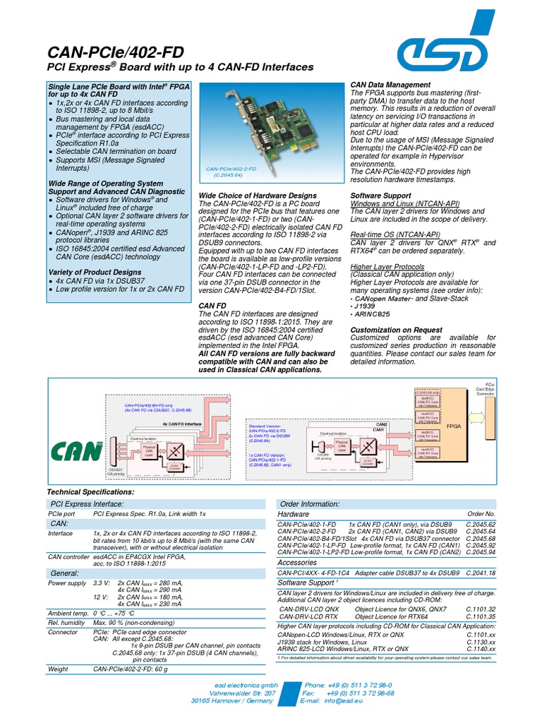 Can-Pcie402-Fd Datasheet en 4 | PDF | Operating System | Computer Science
