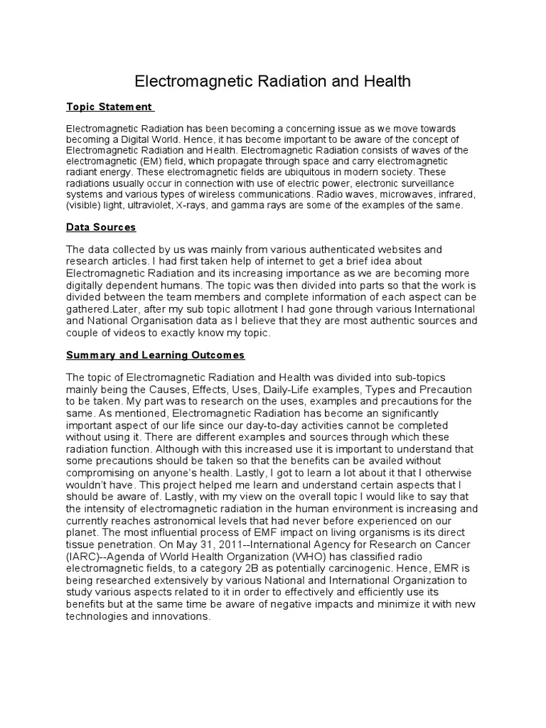 Electromagnetic Radiation and Health - Adishree | PDF | Electromagnetic ...
