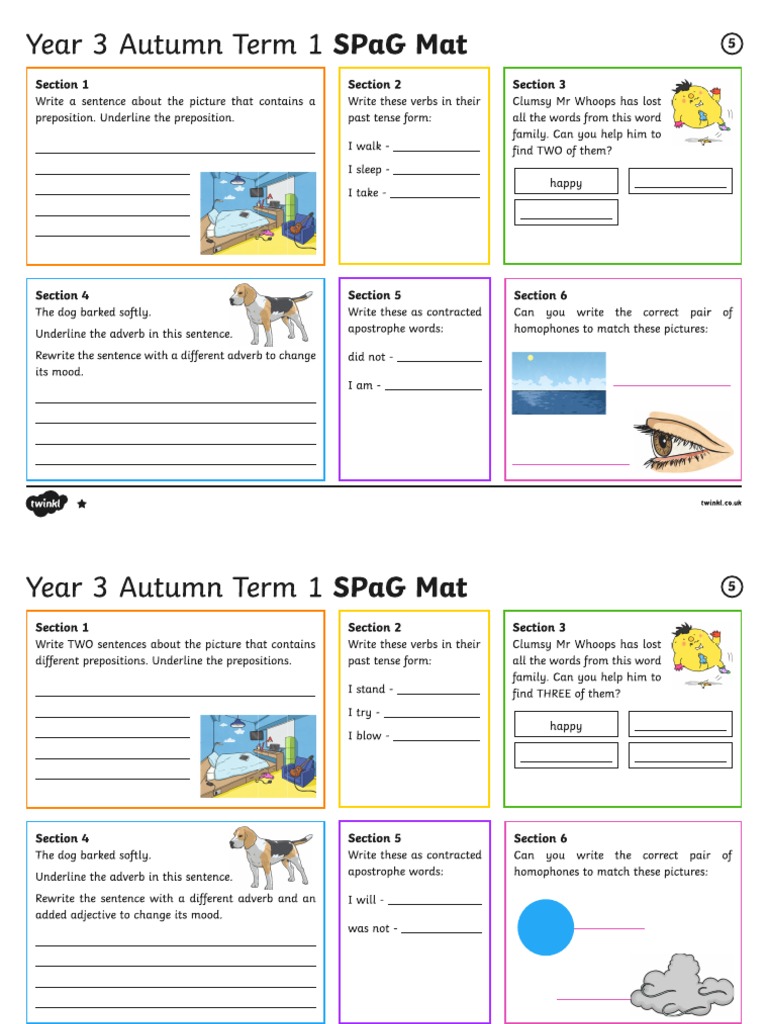 t2 e 2316 Year 3 Autumn Term 1 Spag Activity Mats 5 | PDF