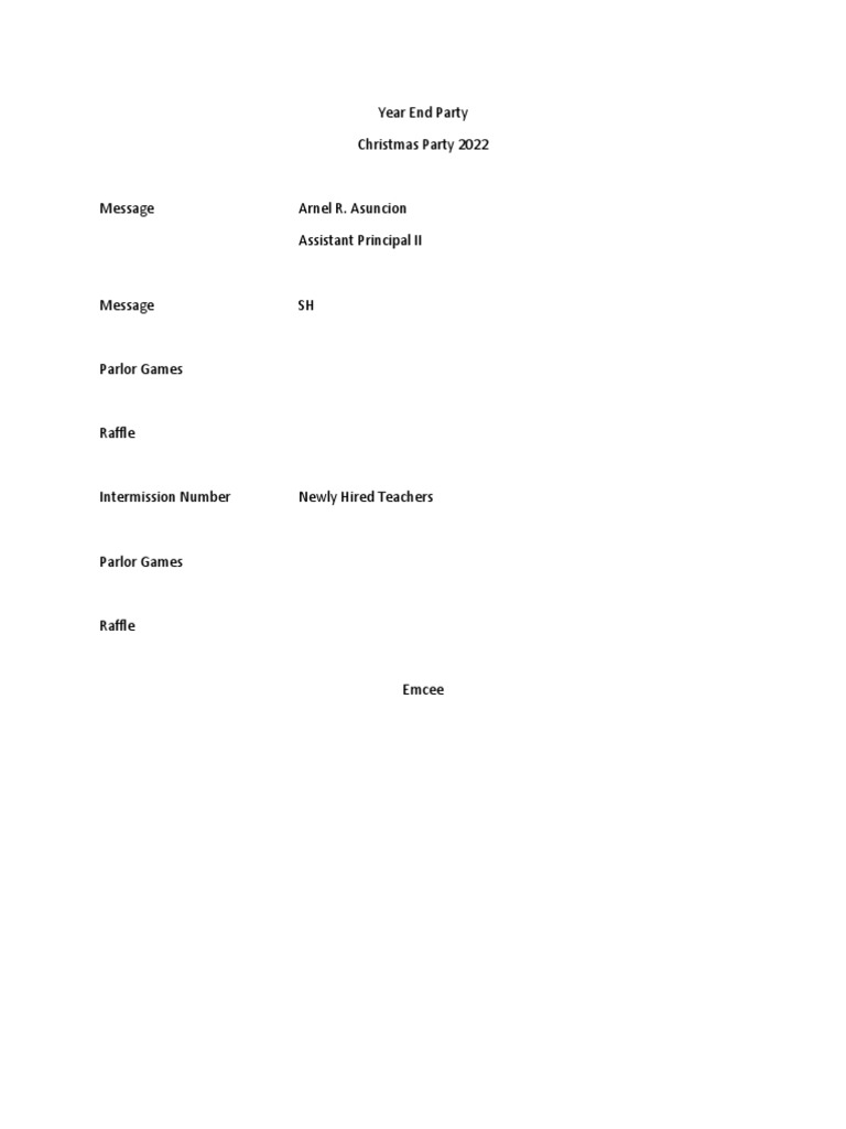 Year End Party Program Draft | PDF