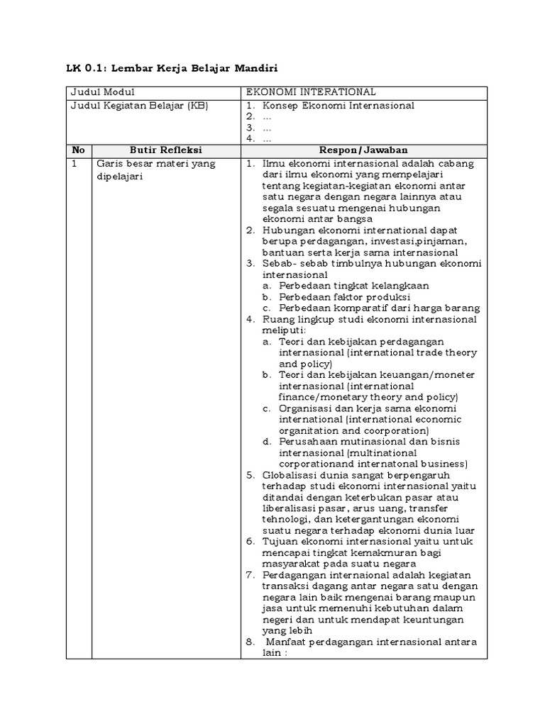 LK 3 Modul 3 KB 1 Ekonomi Internasional | PDF