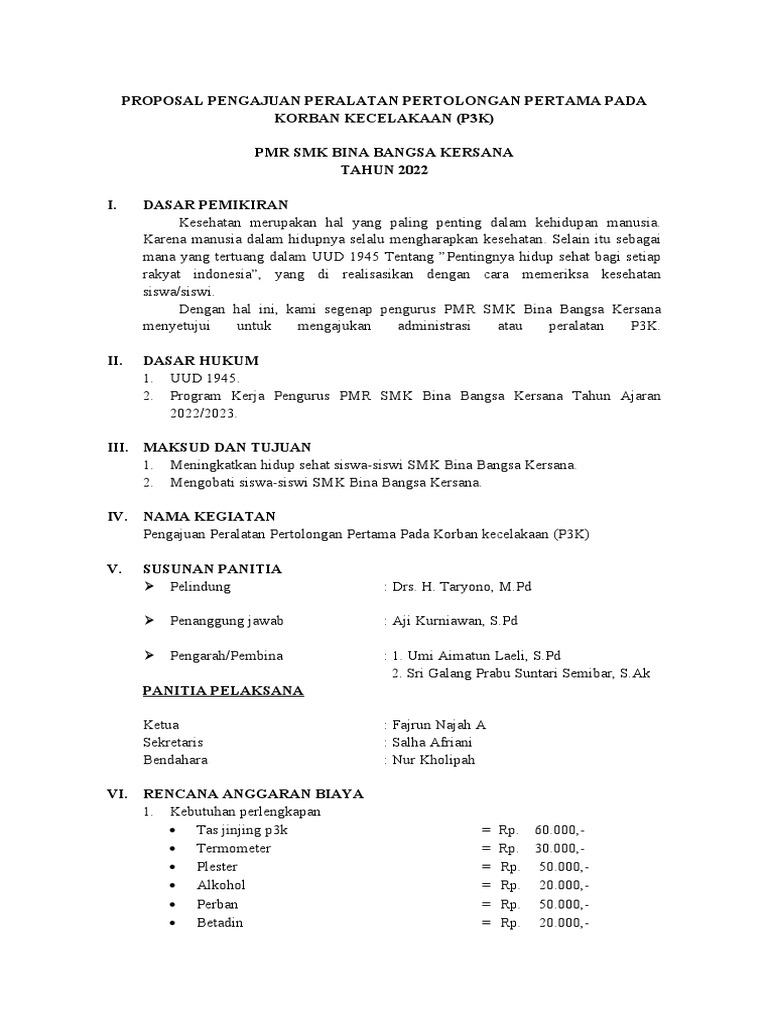 Proposal PMR Pengajuan P3k | PDF