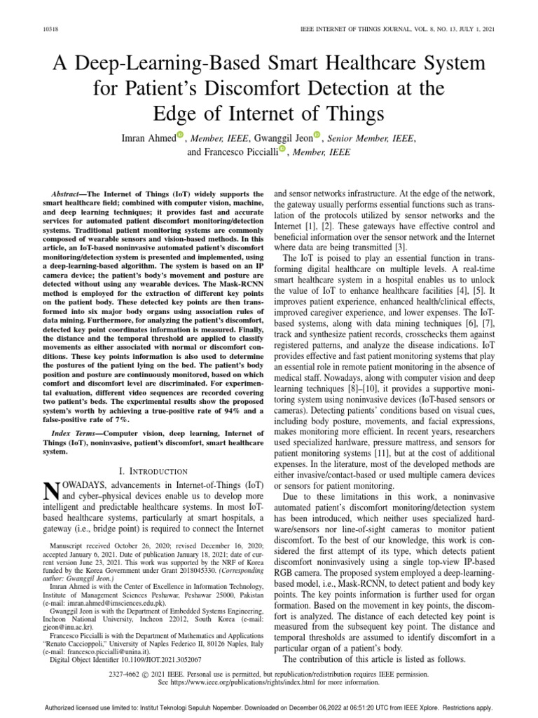 IoT-Based Deep Learning for Patient Discomfort Detection | PDF | Computers