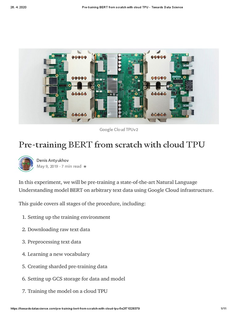 Pre-Training BERT From Scratch With Cloud TPU | PDF | Cloud Computing | Computing