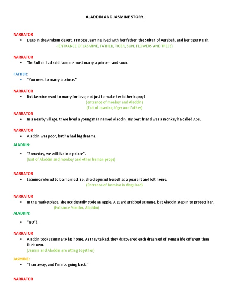 Alladin and Jasmine Story | PDF