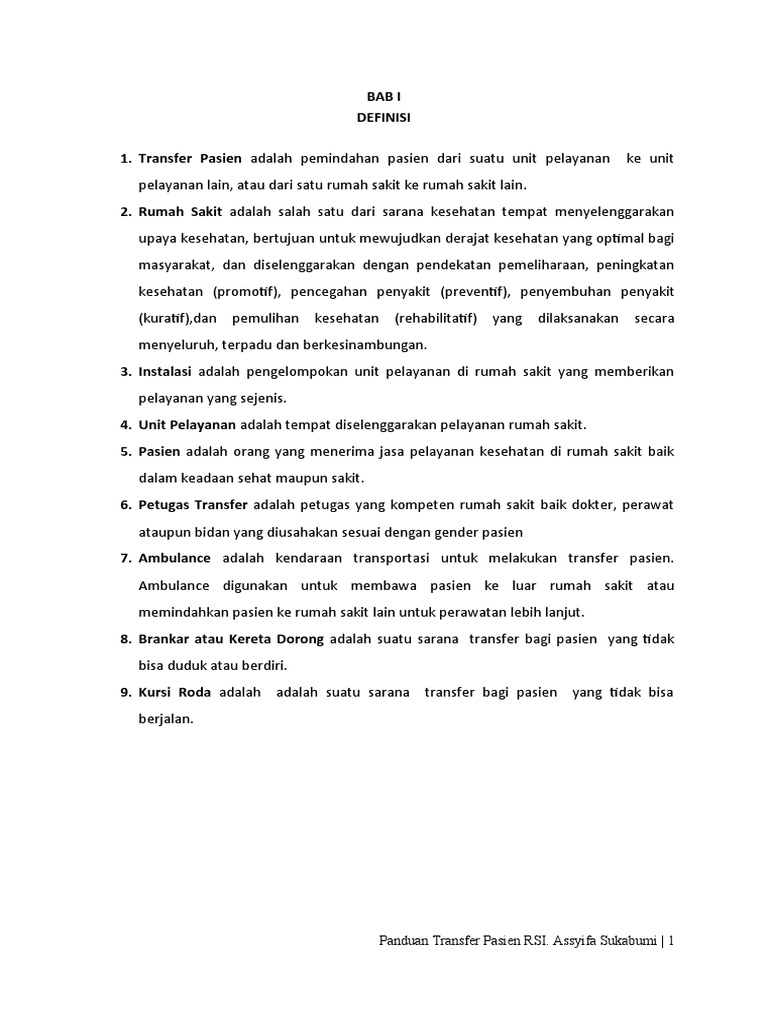 PANDUAN TRANSFER PASIEN Rev | PDF