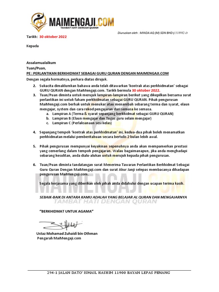 Surat Tawaran Guru PJJ NEW 2022 | PDF