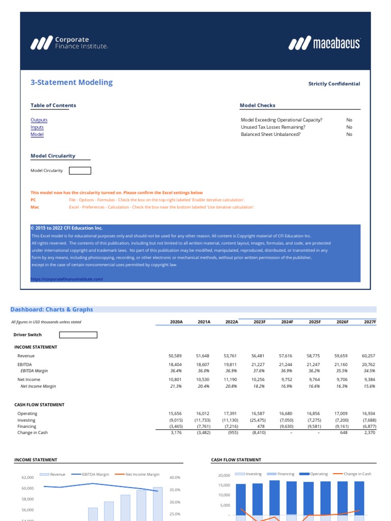 3-Statement Model (Complete) | PDF | Depreciation | Debits And Credits