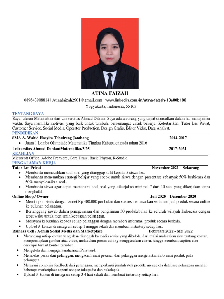 CV BIMBEL Atina | PDF