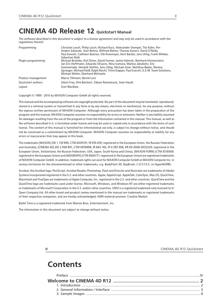 Quick Start C4D R12 US | PDF | Texture Mapping | 3 D Computer Graphics