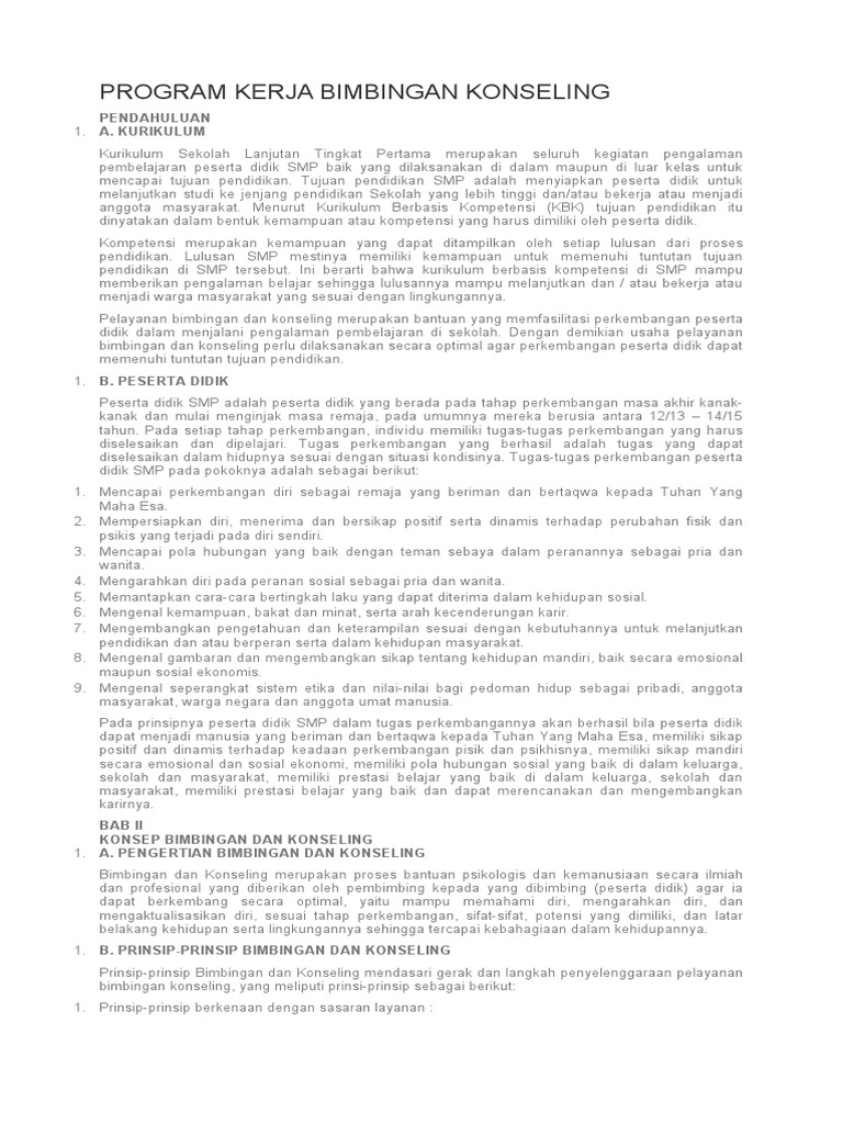 Program Kerja Bimbingan Konseling | PDF