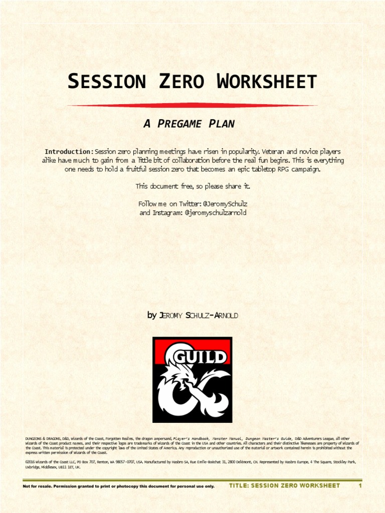 988495-Session Zero | PDF | Wizards Of The Coast | Tabletop Role ...