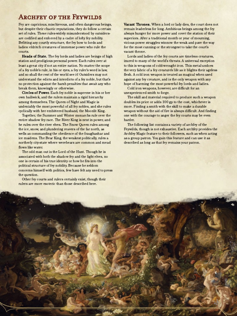 Archfey of the Feywild: Overview & Stats | PDF