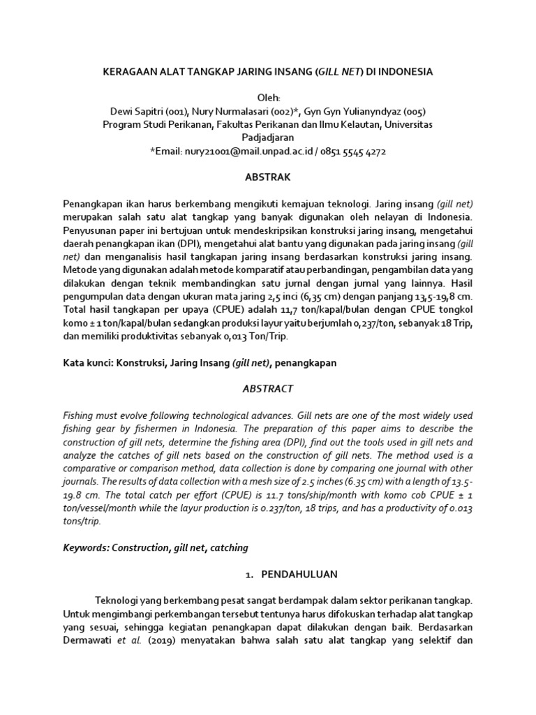 Kelompok 10 - Paper AKPI Jaring Insang (Gill Net) | PDF