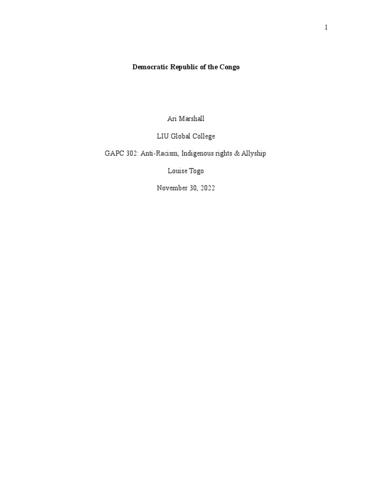 Democratic Republic of The Congo Case Study-2 | PDF | Democratic ...