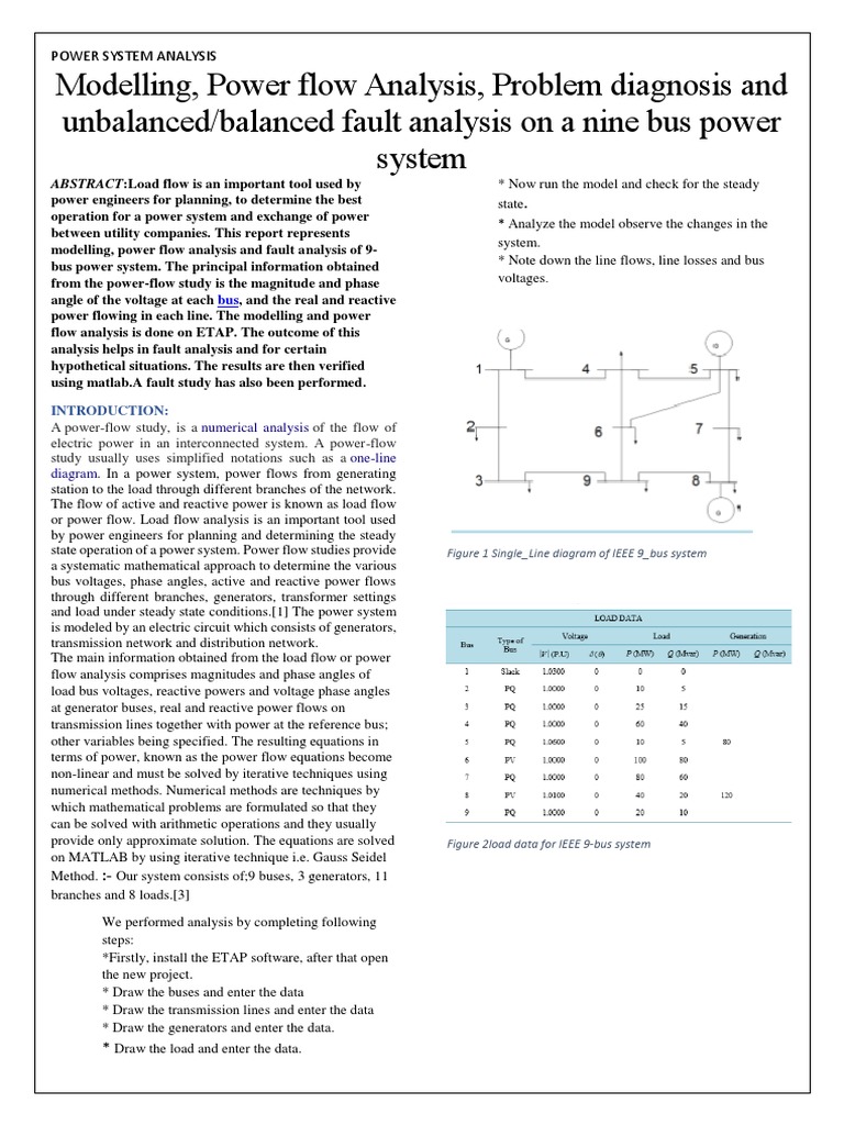 Load Flow Analysis of IEEE 9 Bus System On ETAP | PDF | Electricity ...