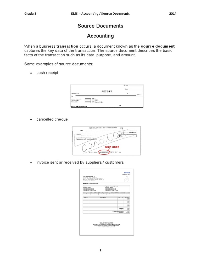 Source Documents Notes | PDF | Cheque | Bookkeeping