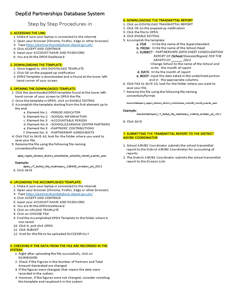 DPDS STEP by STEP Procedures 2 | PDF | Computer File | Information Science