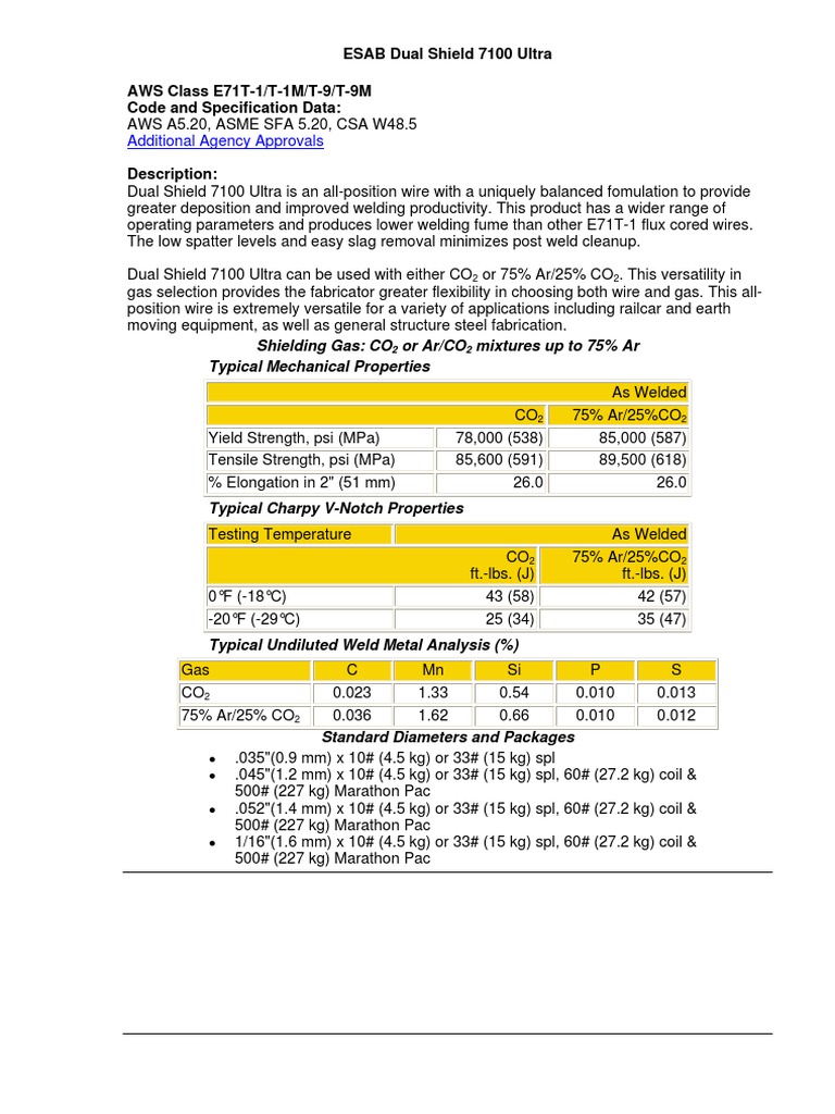 ESAB Dual Shield 7100 Ultra | PDF | Welding | Construction