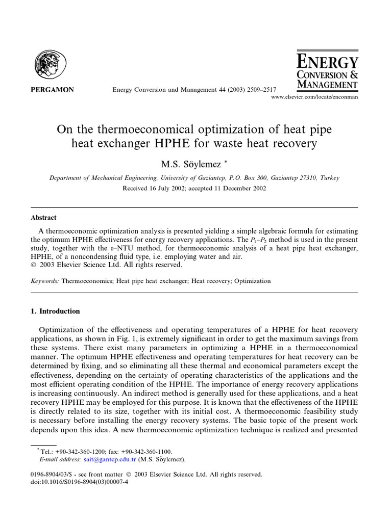 2002 - ECM - Soylemez - On The Thermoeconomical Optimization of Heat ... 2002 - ECM - Soylemez - On The Thermoeconomical Optimization of Heat ...