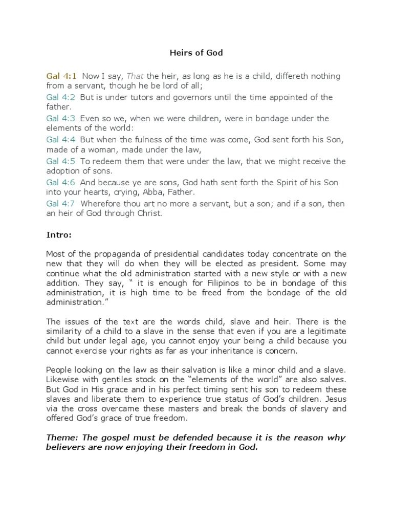 Heirs of God | PDF | Jesus | Paul The Apostle