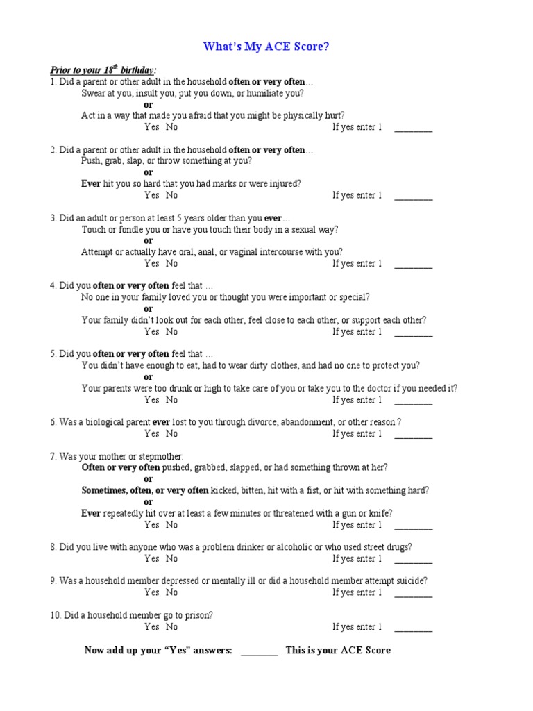 ACE Score Questionnaire | Download Free PDF | Sex | Interpersonal Relationships