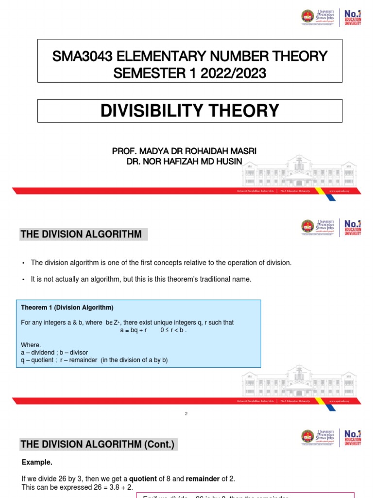 Chapter 2 Lecture Notes - Divisibility | PDF | Equations | Arithmetic