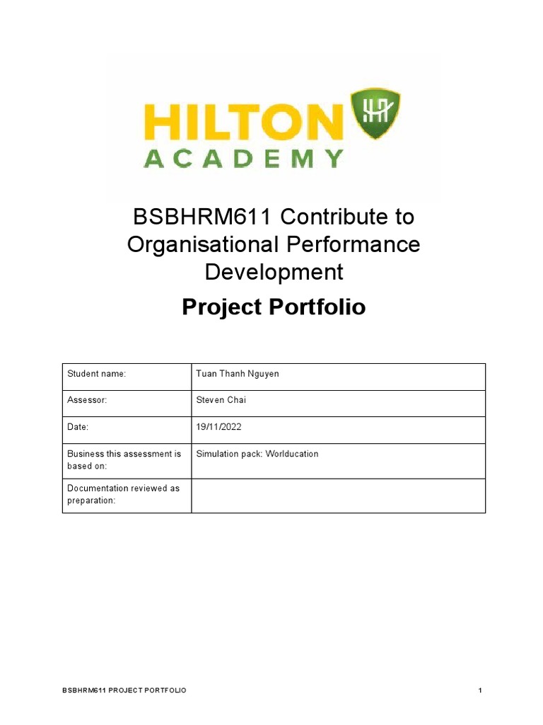 BSBHRM611 Project Portfolio Template (Ver. 1) | PDF | Incentive ...
