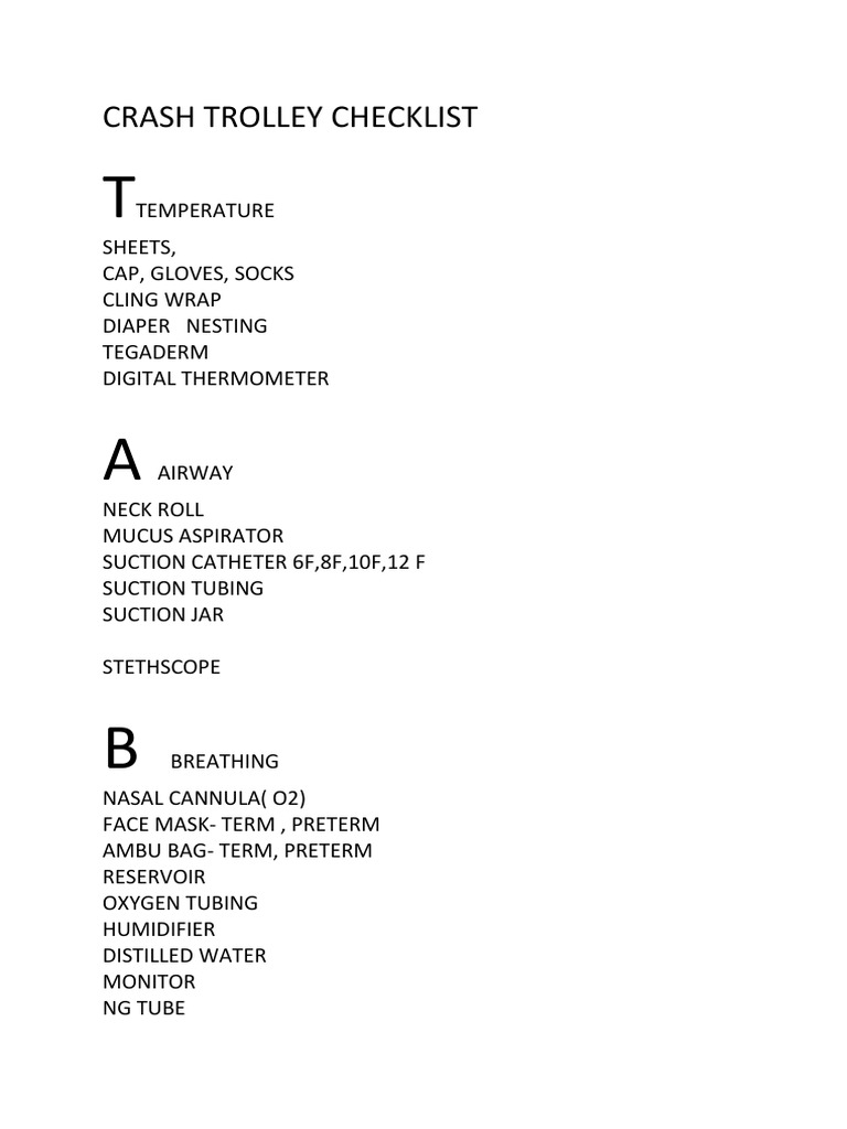 Crash Trolley Checklist | PDF